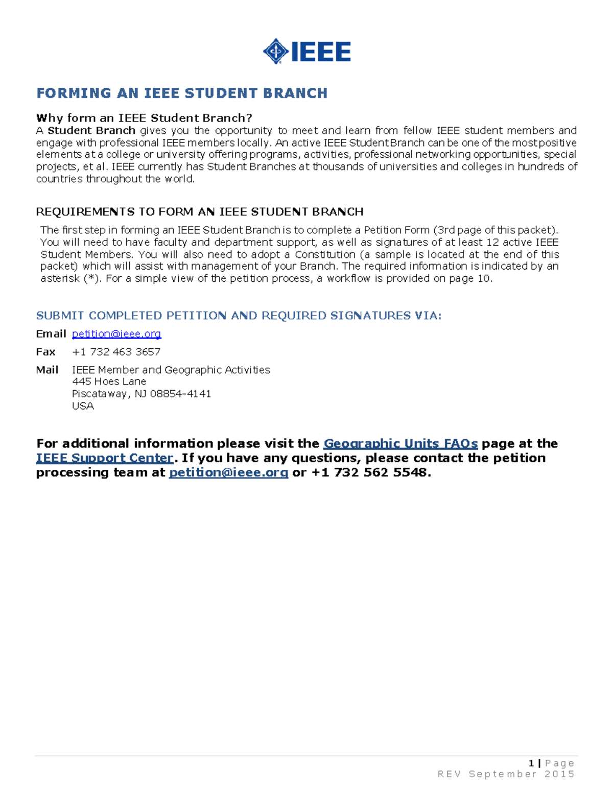 Student branch formation petition 2015 - 1 | P a g e FORMING AN IEEE ...