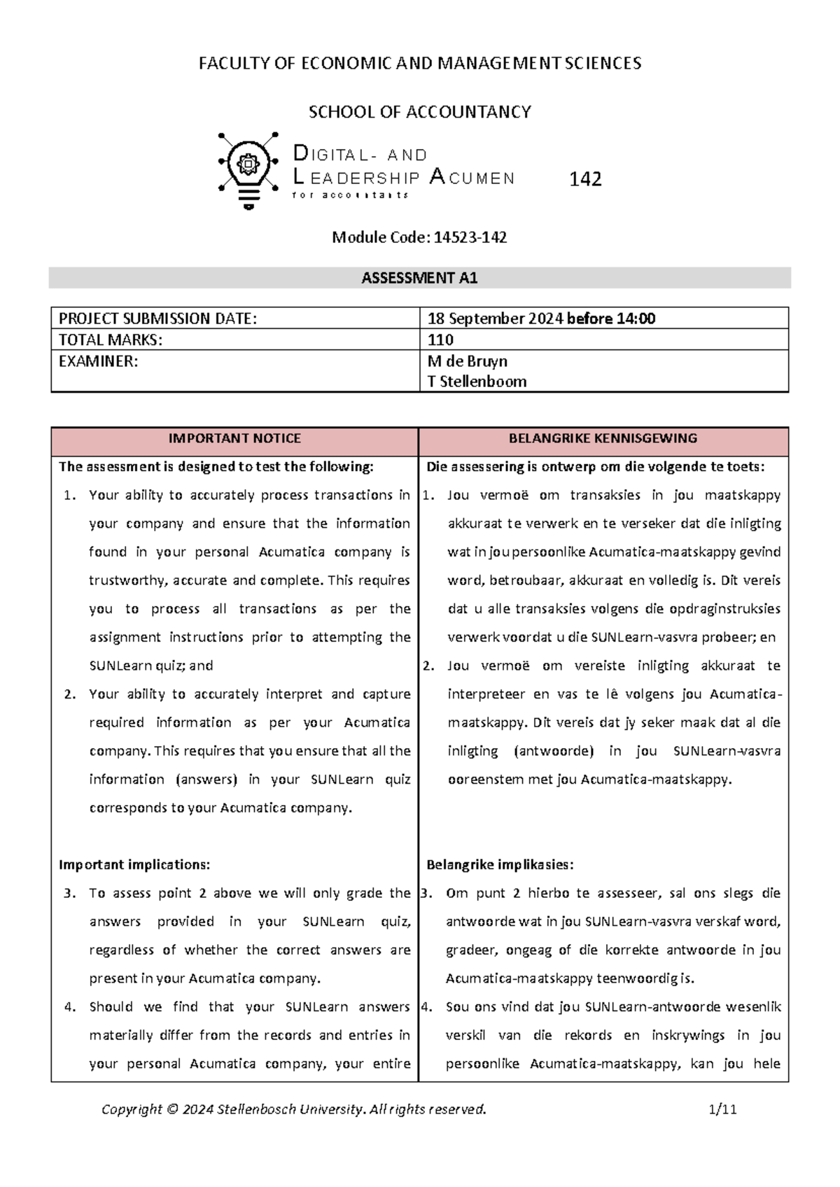 DLA 142 A1 2024 - DLA - FACULTY OF ECONOMIC AND MANAGEMENT SCIENCES ...