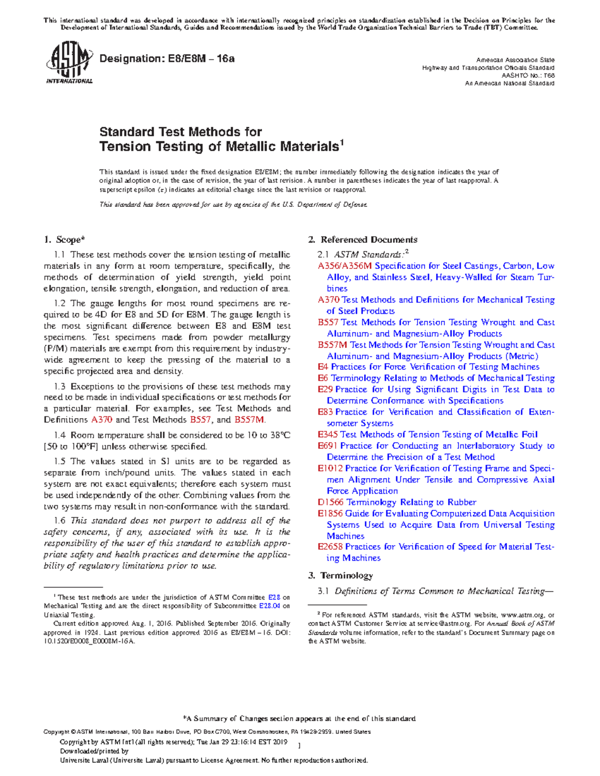 Tensile Tests - astm - Designation: E8/E8M − 16a American Association ...