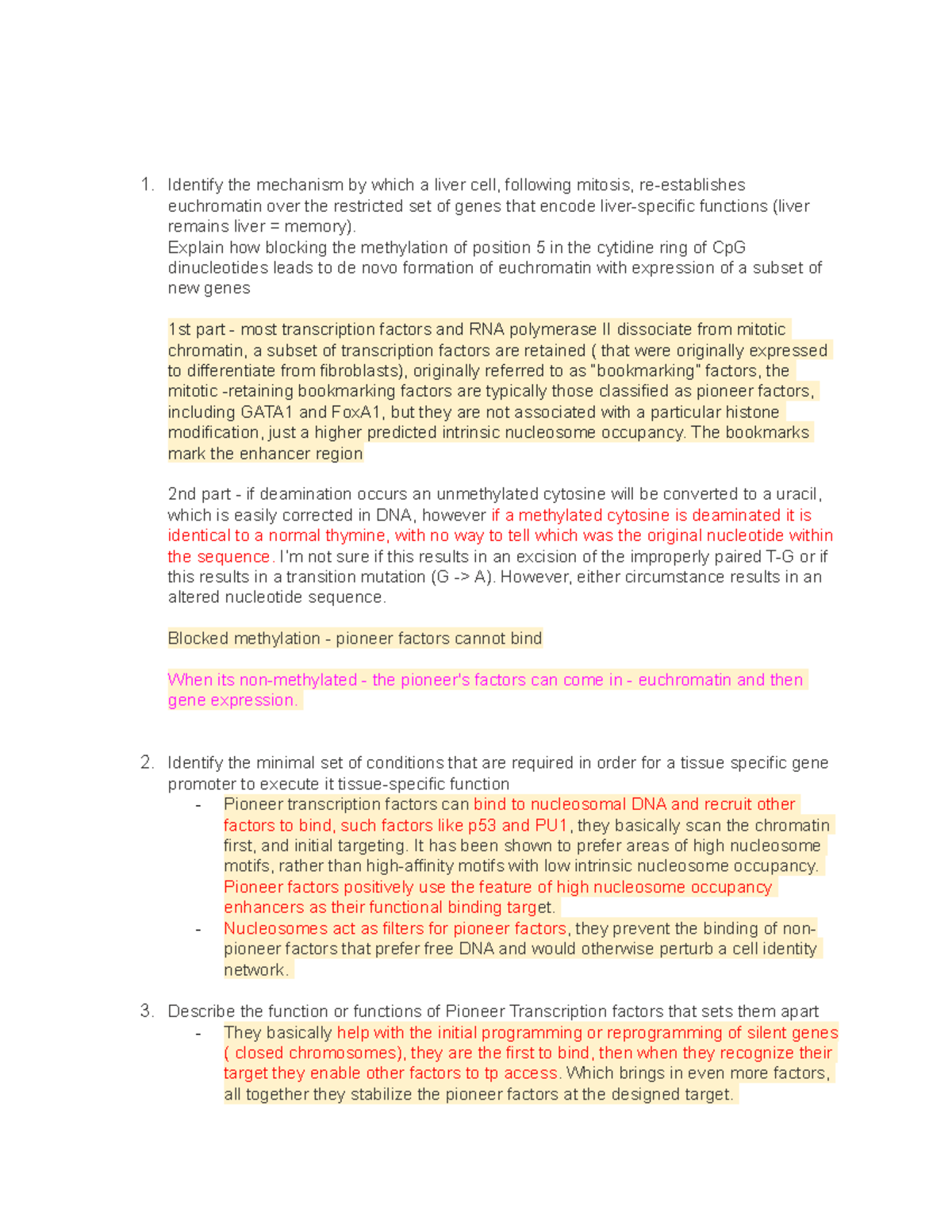 TBL #4 for Cell Biology - Cell bio homework 4 - 1. Identify the ...