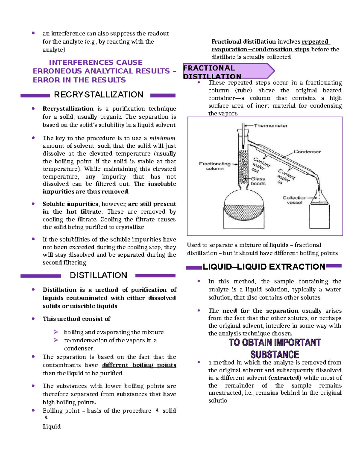 Analytical Chemistry Part 5 Summary - an interference can also suppress ...