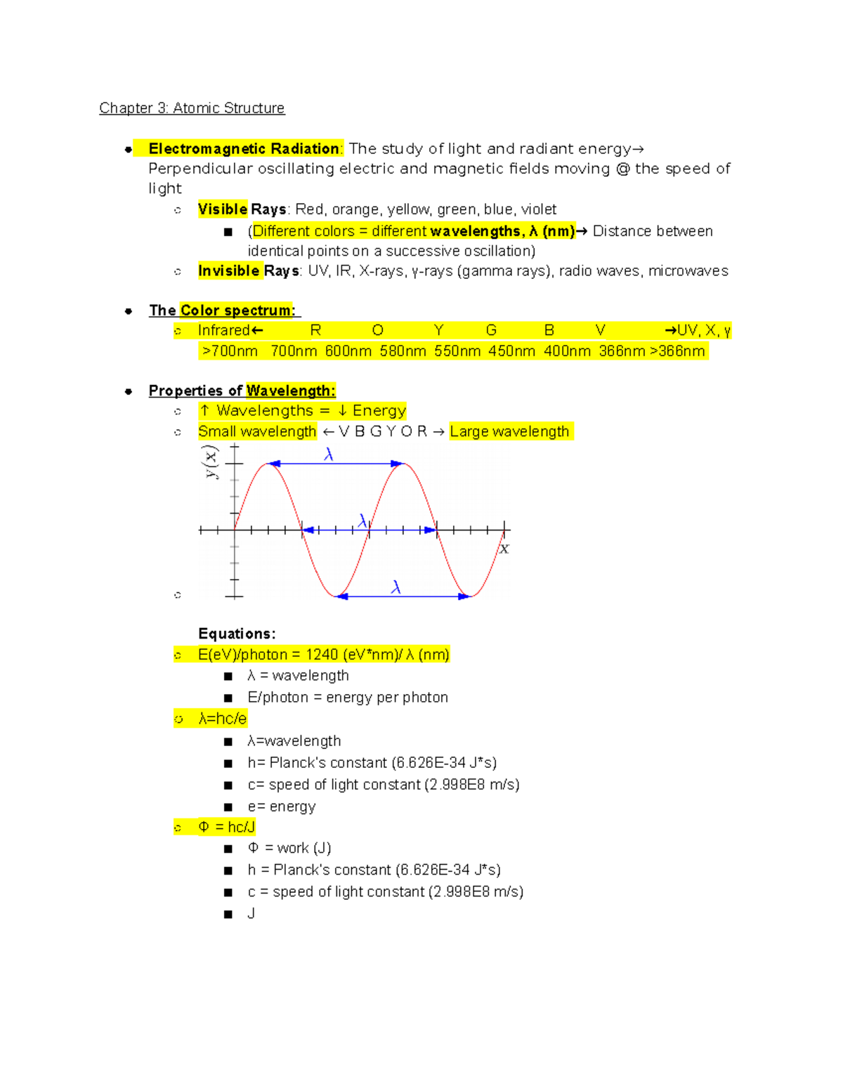 Exam 2 - study guide and notes - Chapter 3: Atomic Structure ...