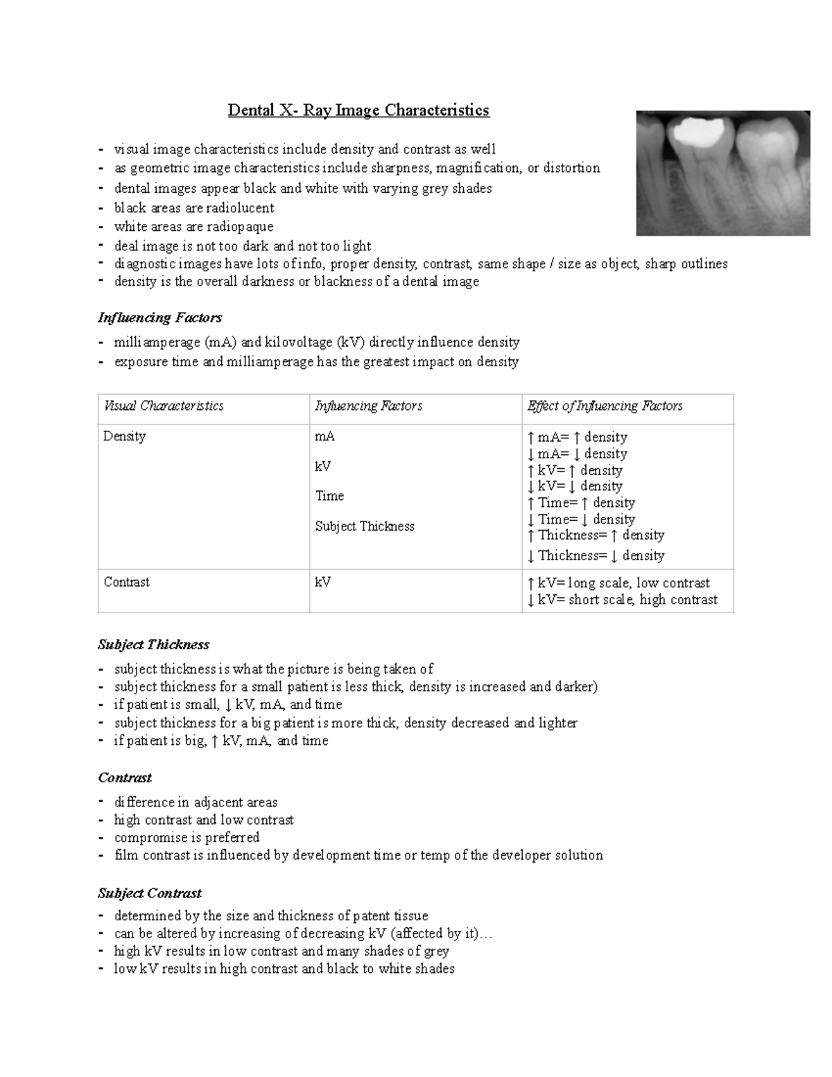 X-Ray Image Characteristics, Bisecting, Paralleling, Bitewing ...