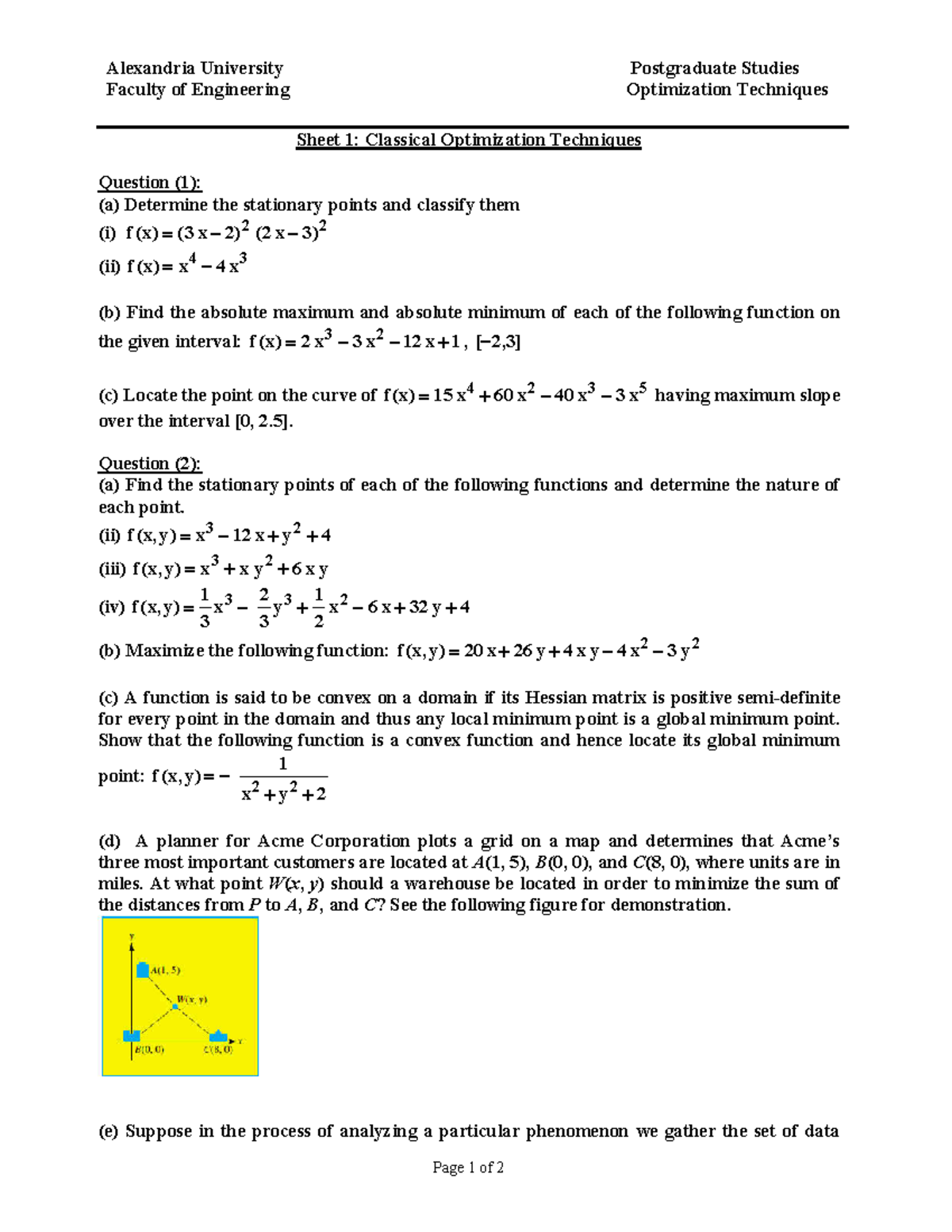 Sheet 1 - Page 1 of 2 Alexandria University Faculty of Engineering ...