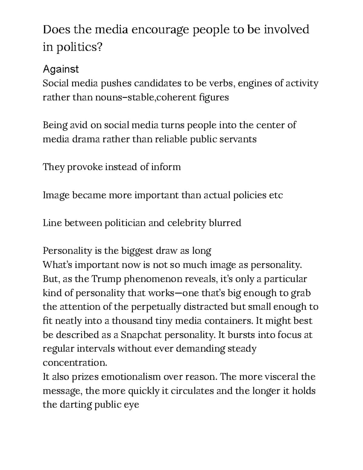 Debate Week 9 - Does the media encourage people to be involved in ...