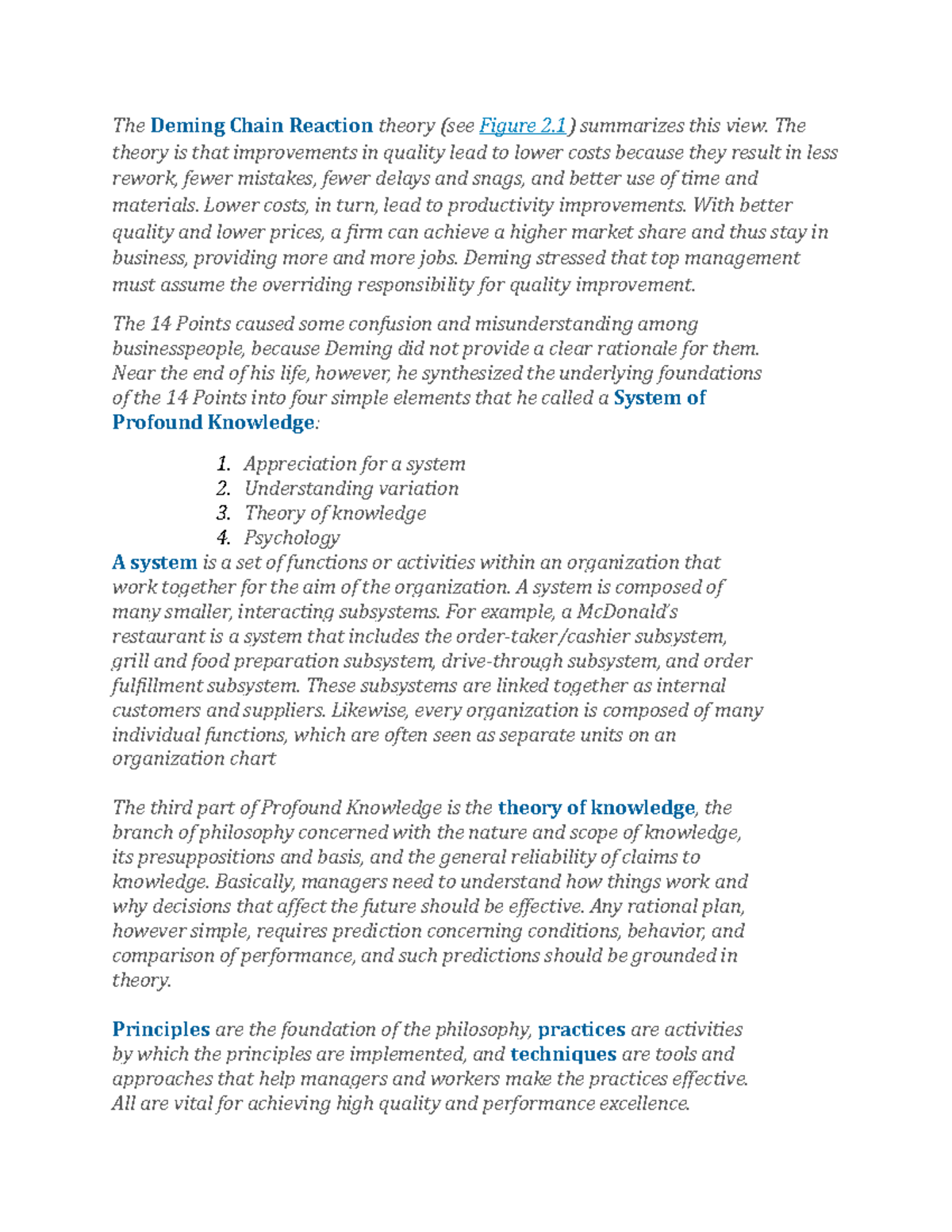 Danielles unit 5 notes - The Deming Chain Reaction theory (see Figure 2 ...