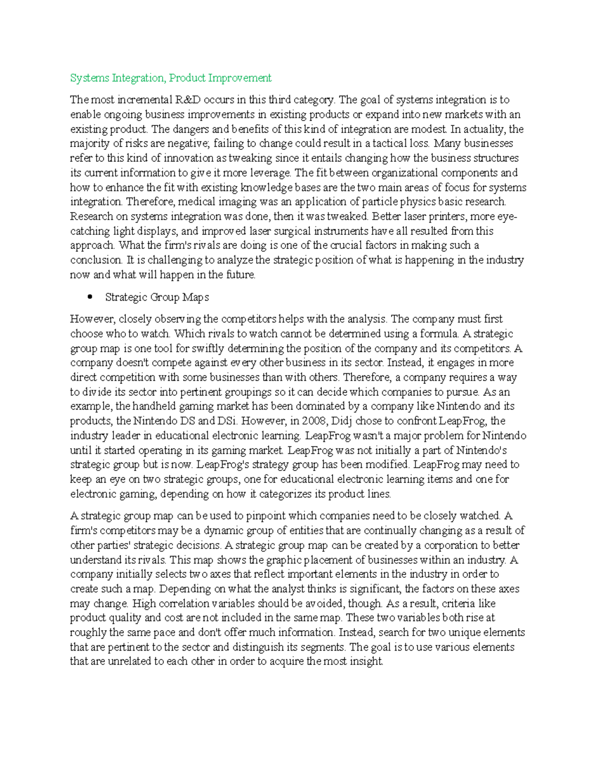 Systems Integration, Product Improvement - The goal of systems ...