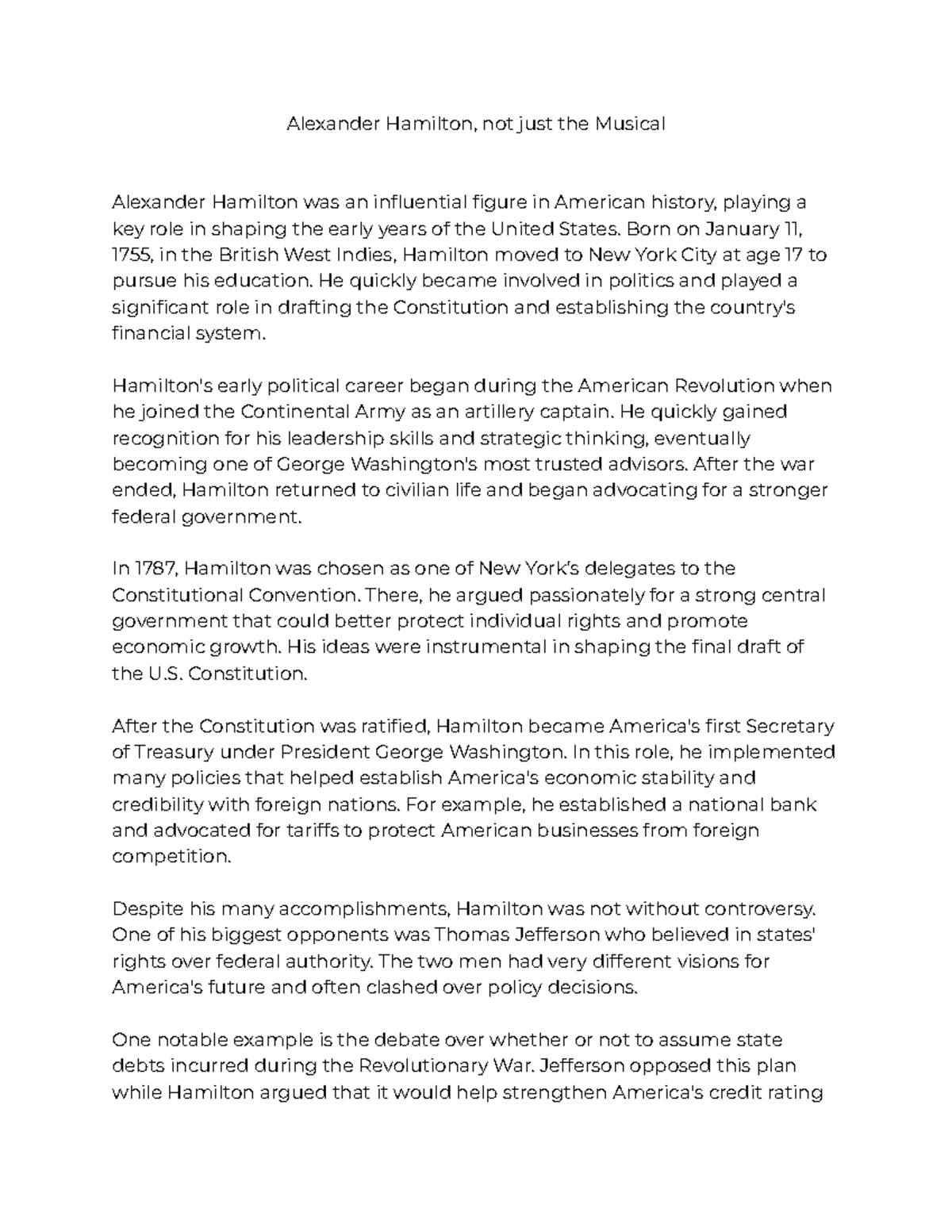 Alexander Hamilton, not just the musical - Alexander Hamilton, not just ...