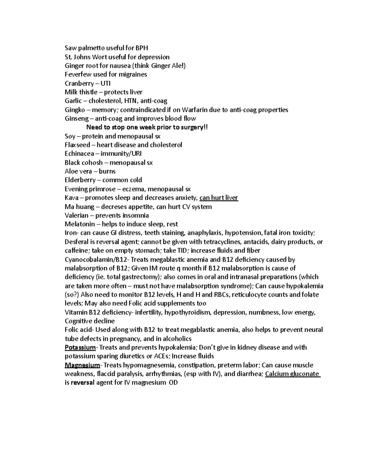 CAM Cheat Sheet - CAM help guide - Saw palmetto useful for BPH St ...
