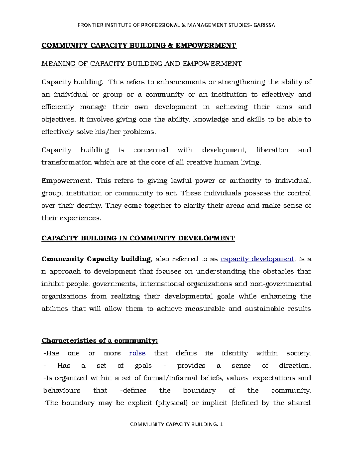 DSWC 022 Community Capacity Building AND EMP - COMMUNITY CAPACITY ...