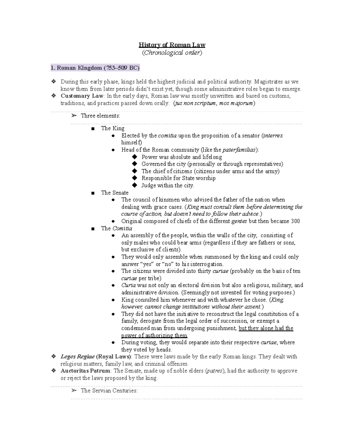 Short History of Roman Law - History of Roman Law (Chronological order ...