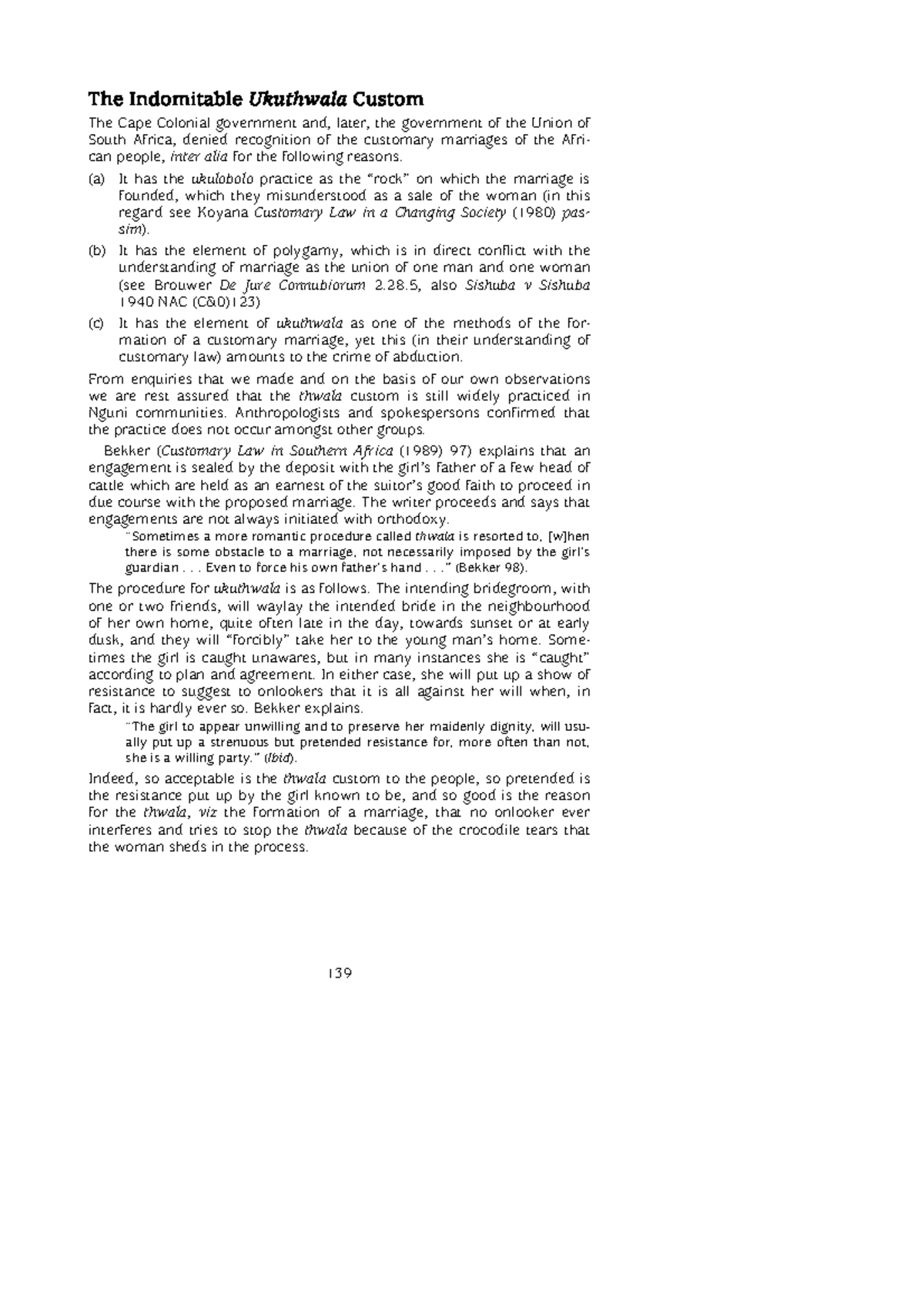 Ukuthwala Custom - They contain a good summary which is very brief and ...