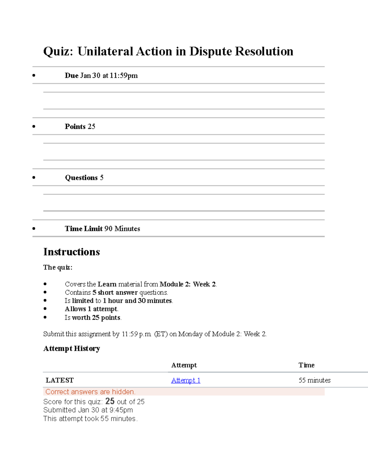Govt 408 Quiz Unilateral Action in Dispute Resolution Graded - Copy ...