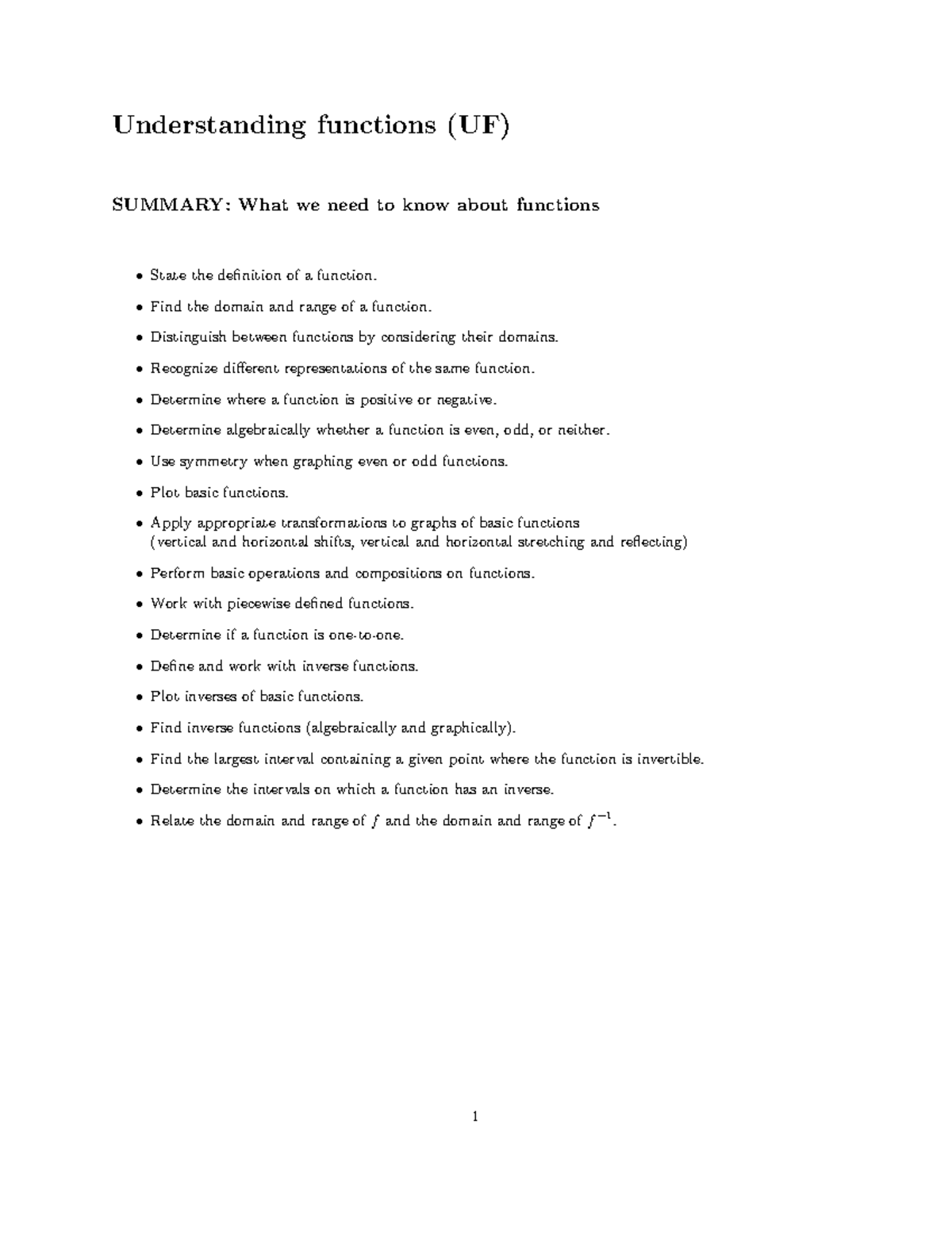 Understanding functions(UF) Aug 25, 2020 - Understanding functions (UF) SUMMARY: What we need to ...