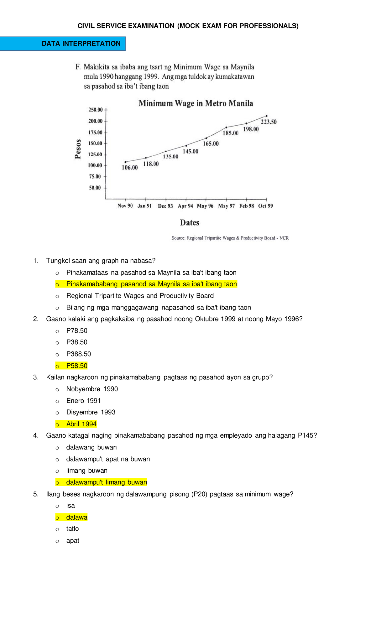 CSE For Professional Data Interpretation - CIVIL SERVICE EXAMINATION ...