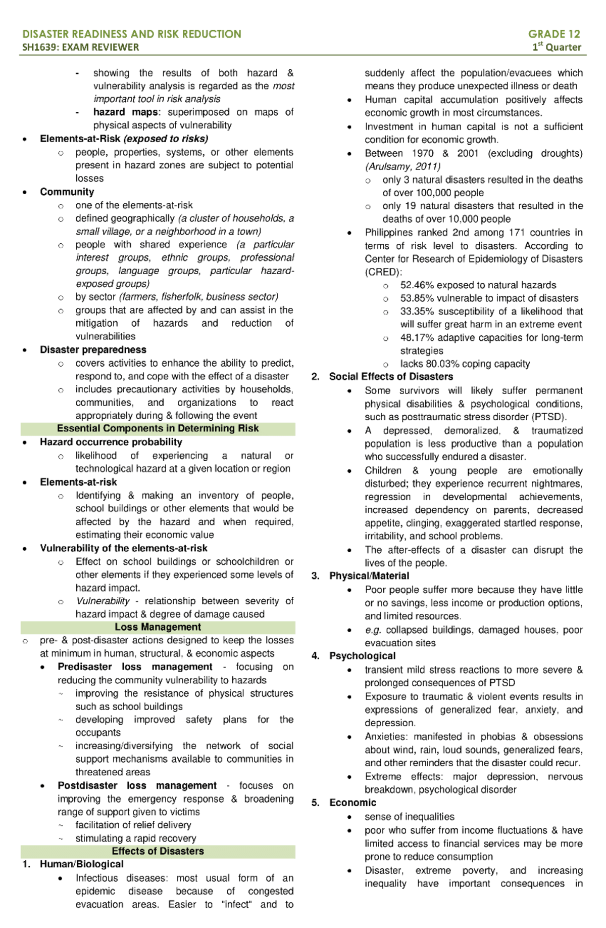 Disaster risk reduction readings - Disaster Readiness and Risk ...