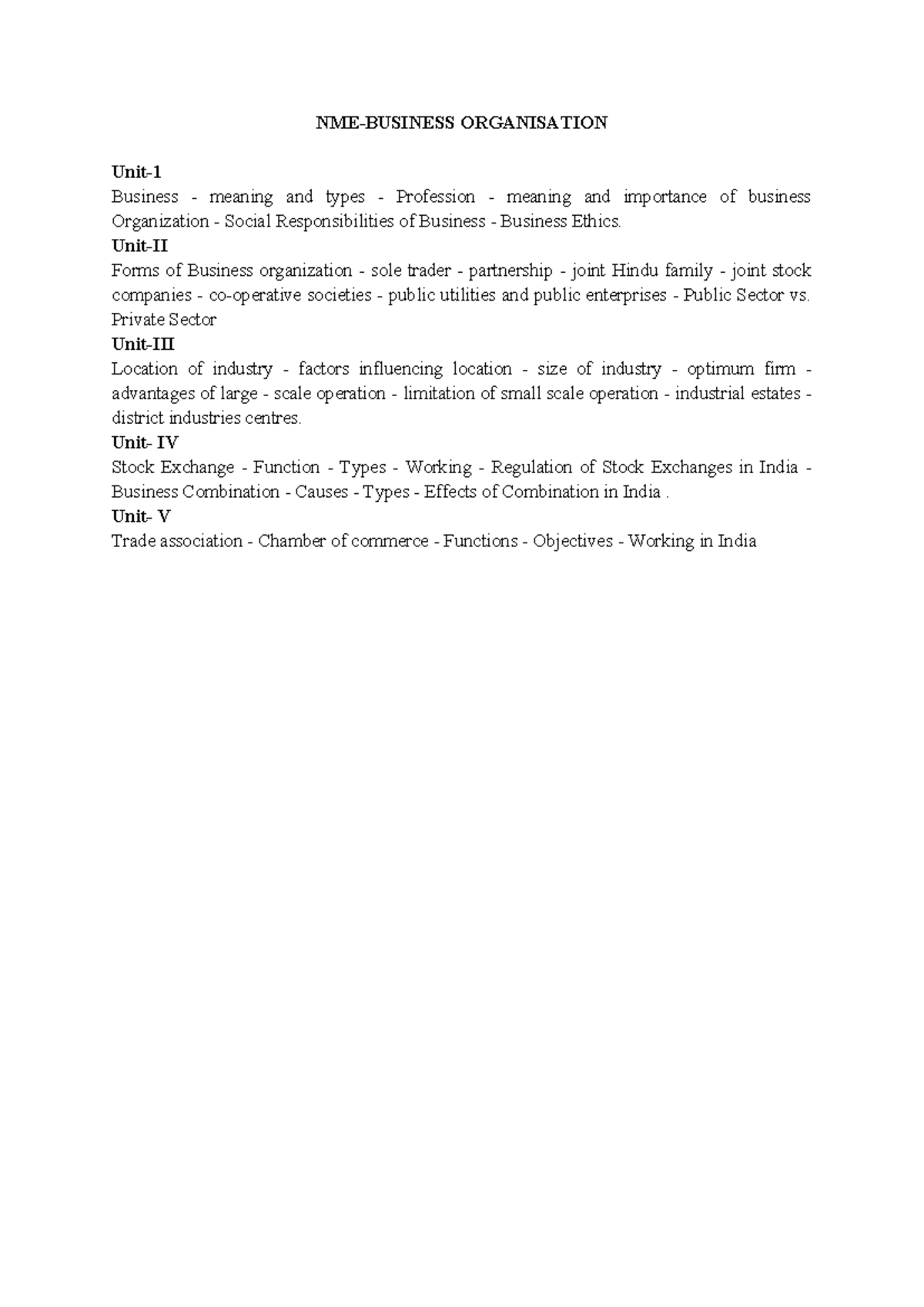 UNIT-1 NME-office organisation - NME-BUSINESS ORGANISATION Unit ...