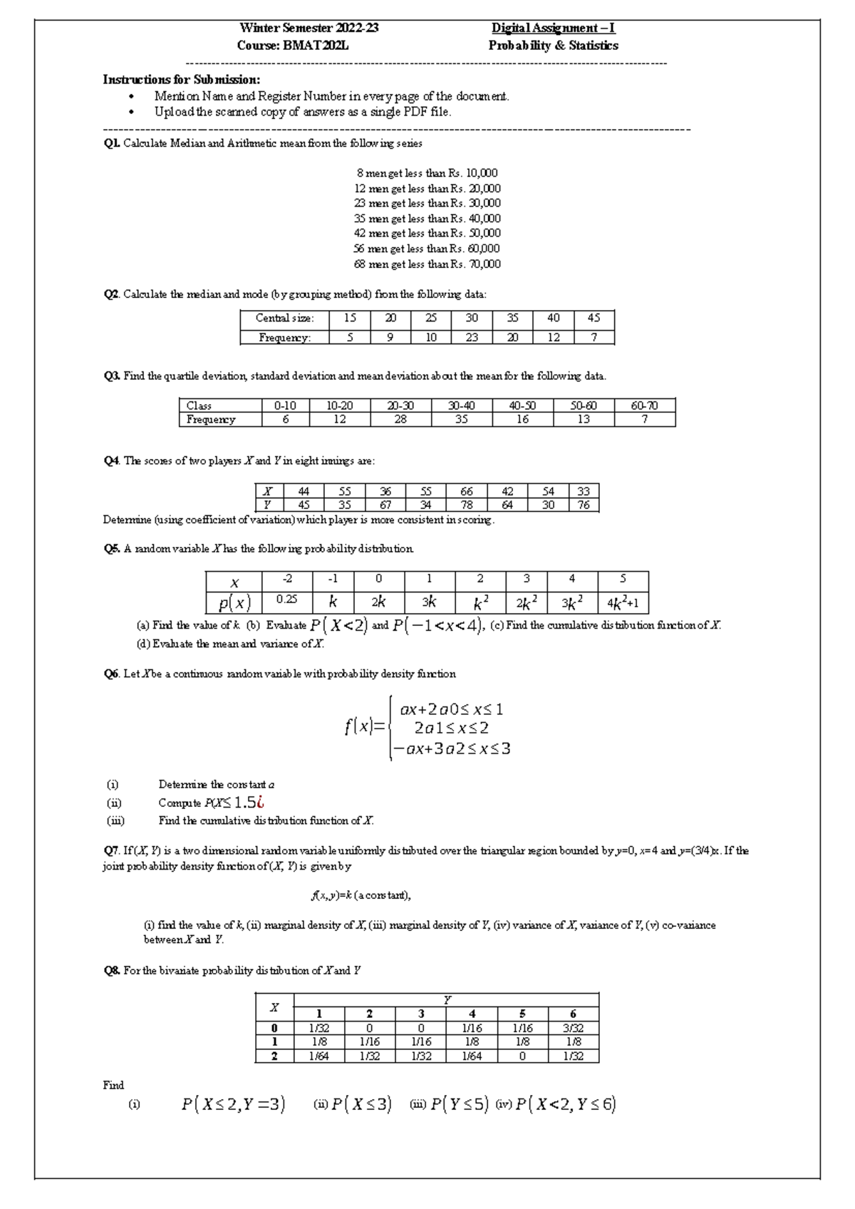 Theory da questions - Winter Semester 2022-23 Digital Assignment – I ...