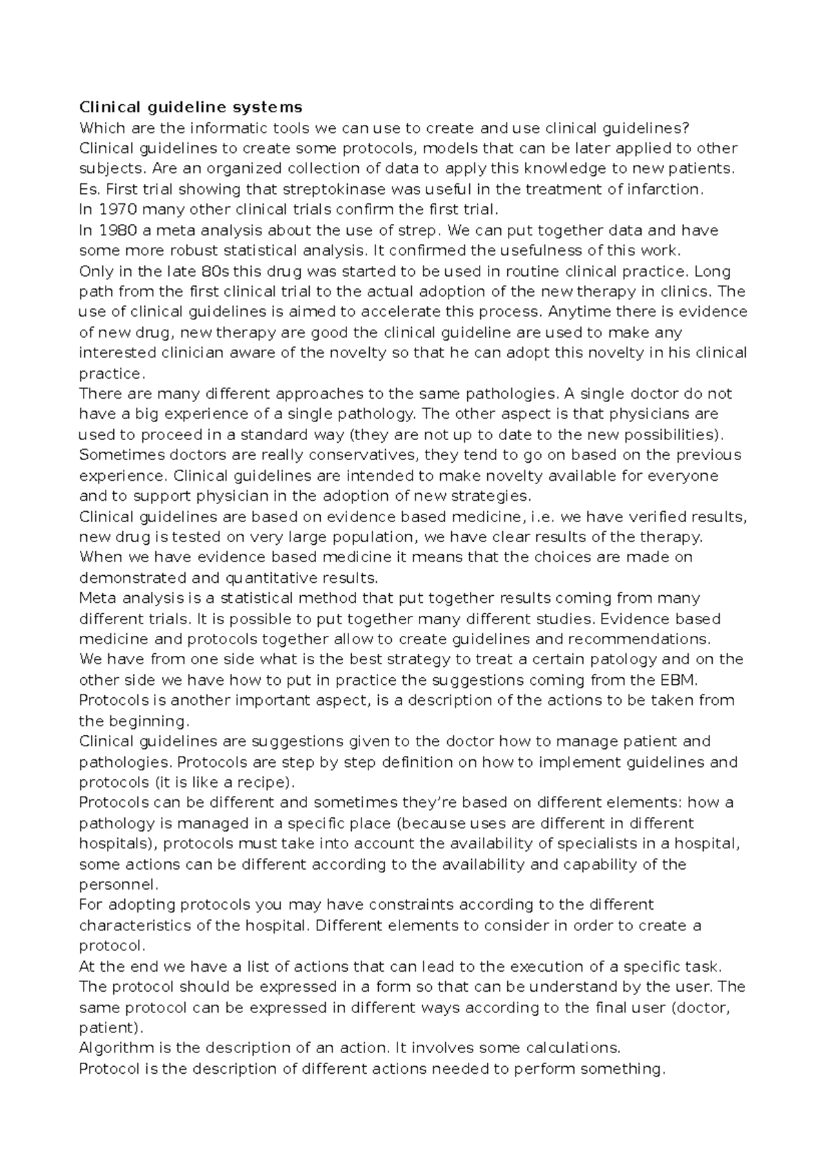 Clinical guideline systems - Clinical guideline systems Which are the ...