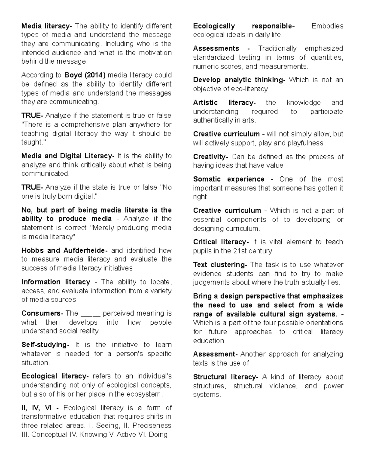 Profed-10- Reviewer - Media literacy- The ability to identify different ...