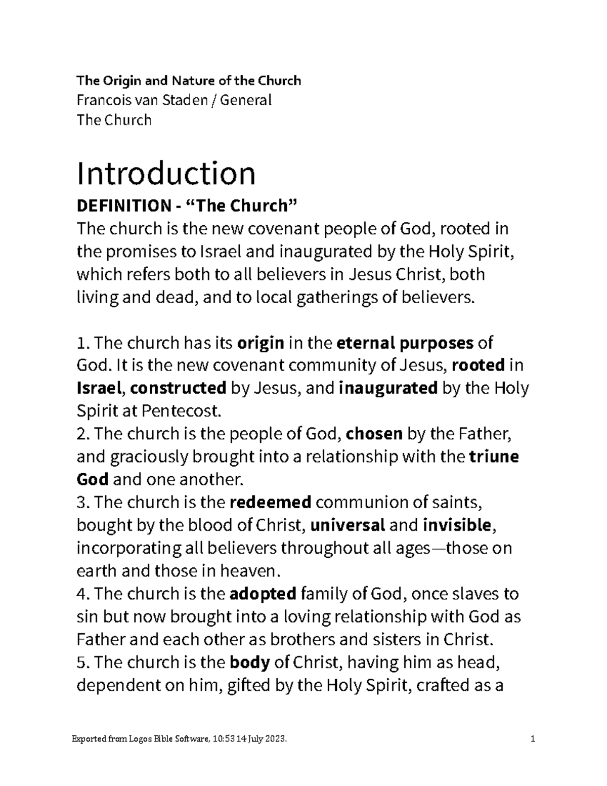 The Origin and Nature of the Church - The Origin and Nature of the ...