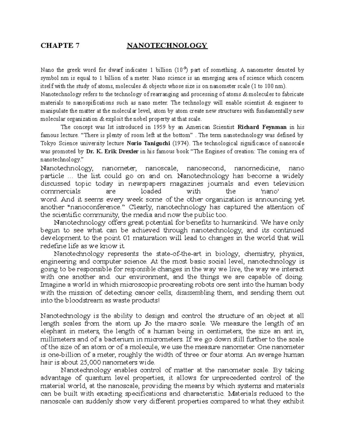 Chapter 7 Nanotechnology - Bachelor of Arts - Delhi University - Studocu