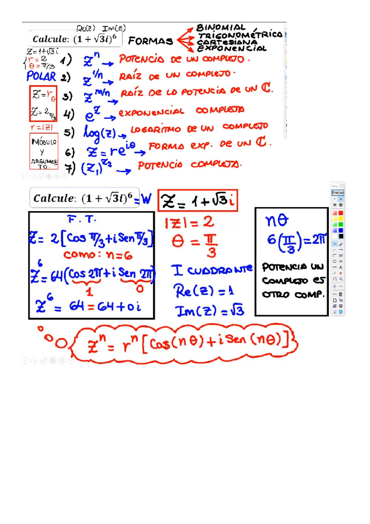 Ejercicos aga - Ejercicios de algebra y geometria analitica - Re(Z) IM(Z) BINOMIAL Calcule: (1 ...
