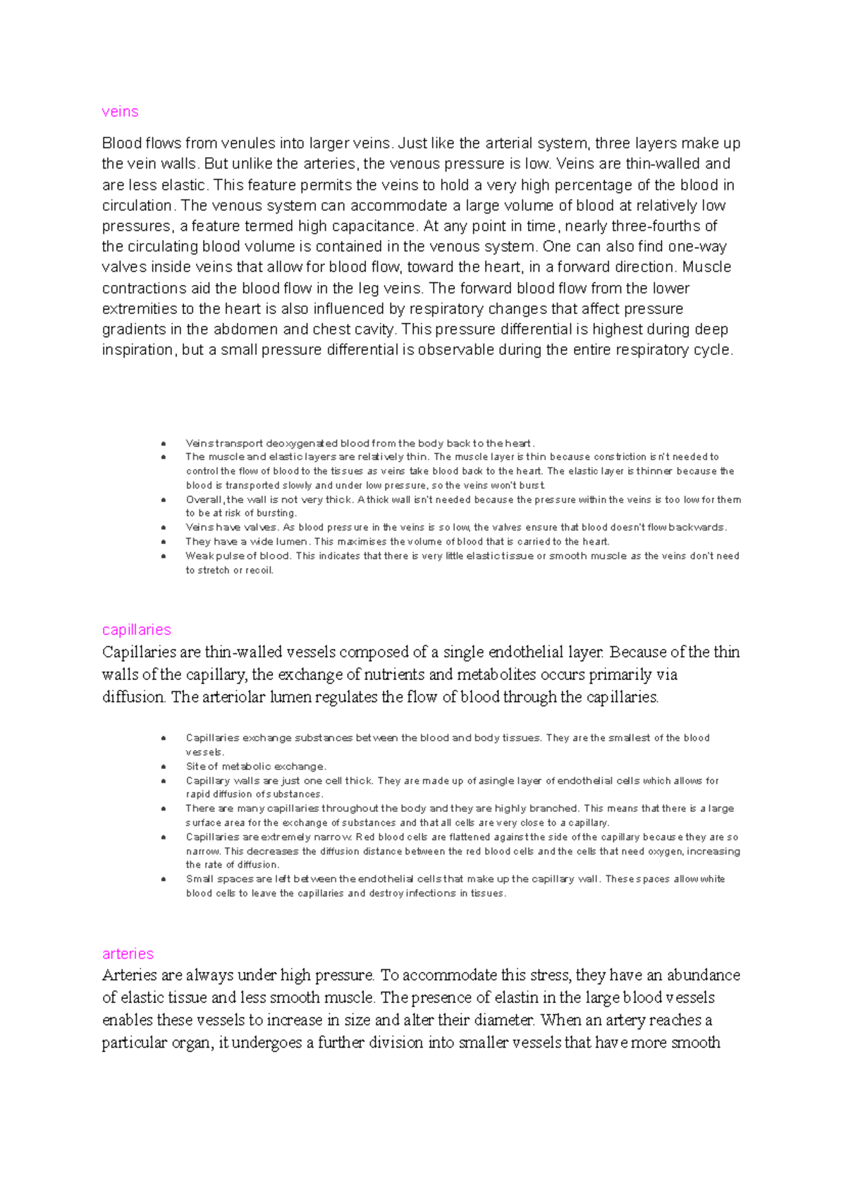 Blood vessels and their function - veins Blood flows from venules into ...
