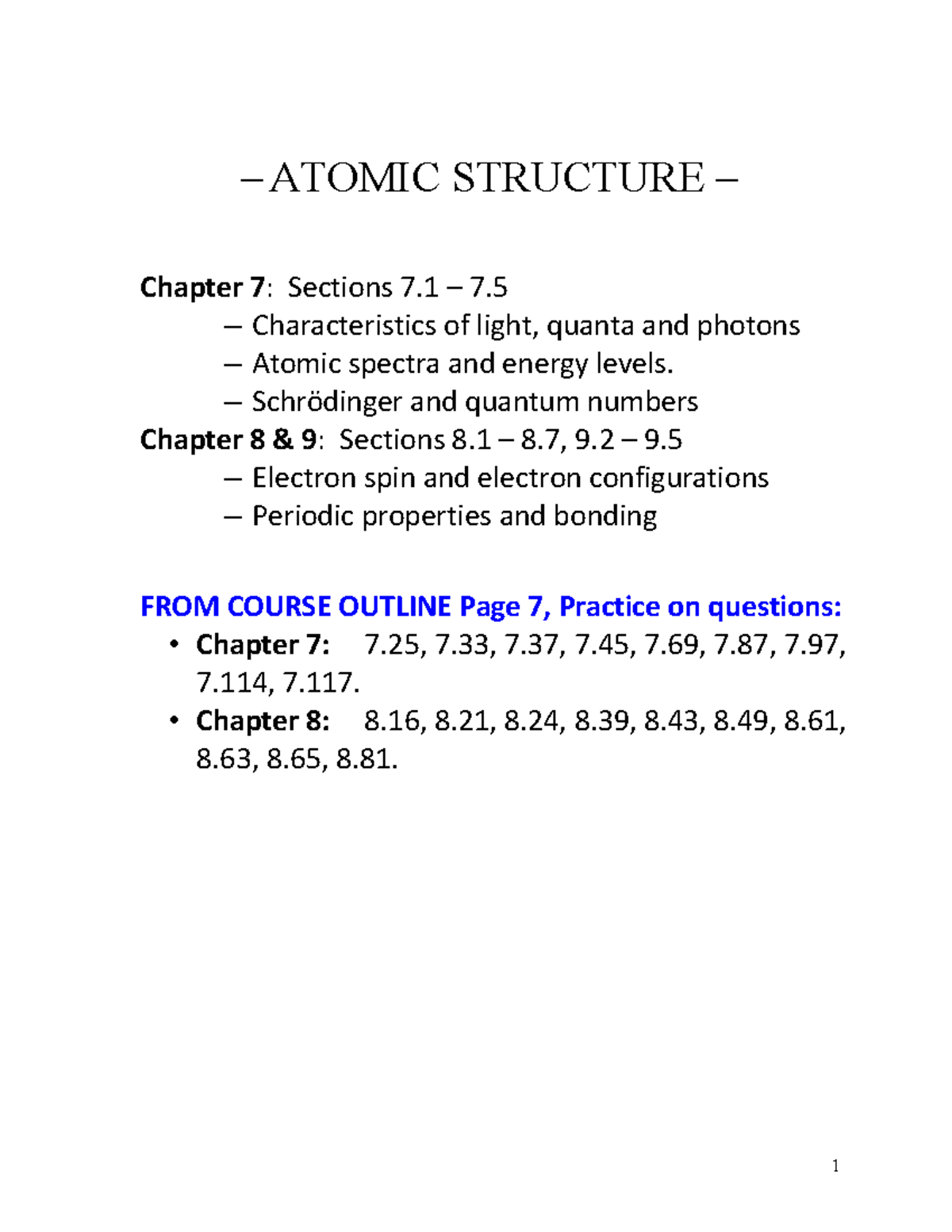 1. Atomic and molecular structure 2019 - Warning: TT: undefined function: 32 – ATOMIC STRUCTURE ...