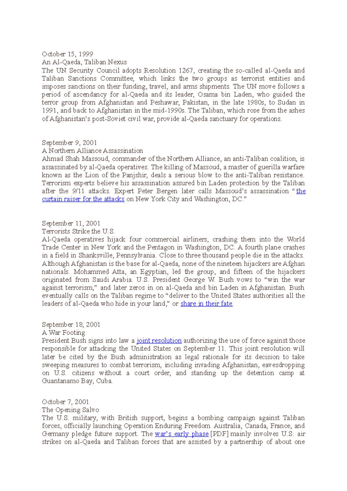 Diplomacy - October 15, 1999 An Al-Qaeda, Taliban Nexus The UN Security ...