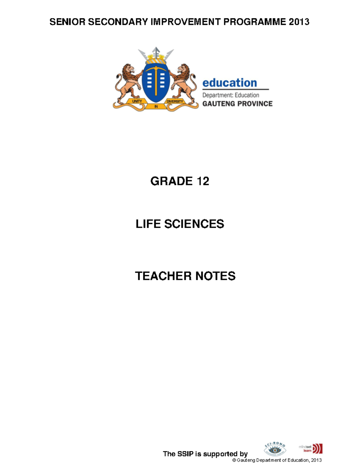 Geography excel - The SSIP is supported by SENIOR SECONDARY IMPROVEMENT ...
