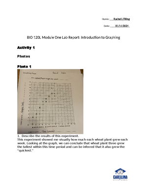 BIO 120L Module Four Cell Respiration in Germinating Peas Lab Rachel ...