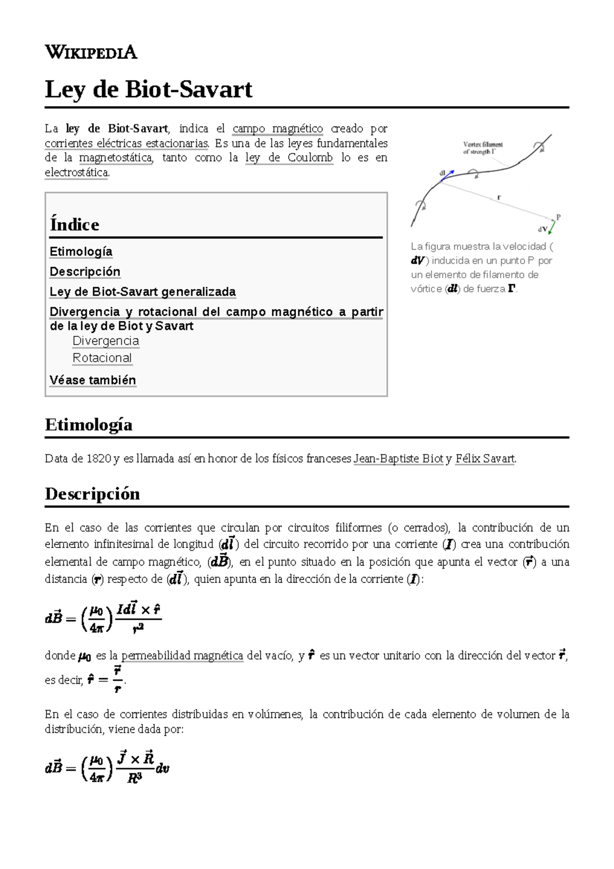 Ley de Biot-Savart ( Jean-Baptiste Biot y Félix Savart.) - Física - UANL - Studocu