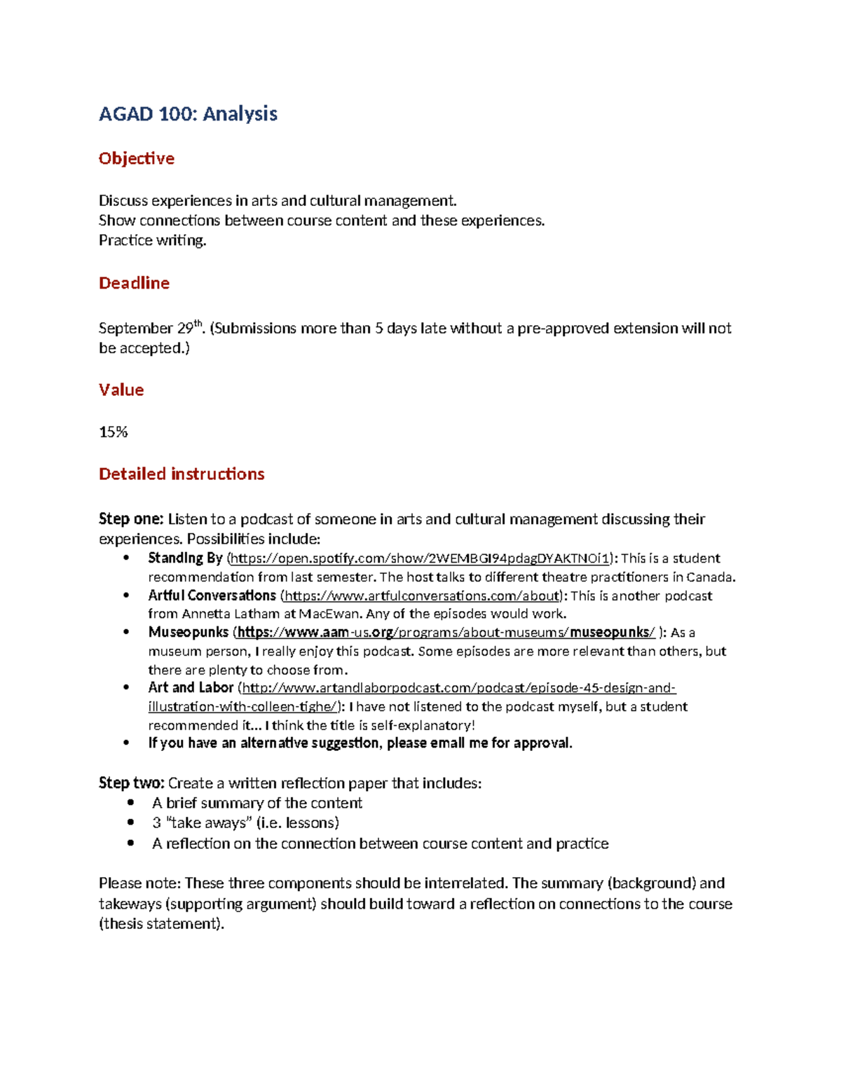 AGAD 100 Analysis - AGAD - AGAD 100: Analysis Objective Discuss ...