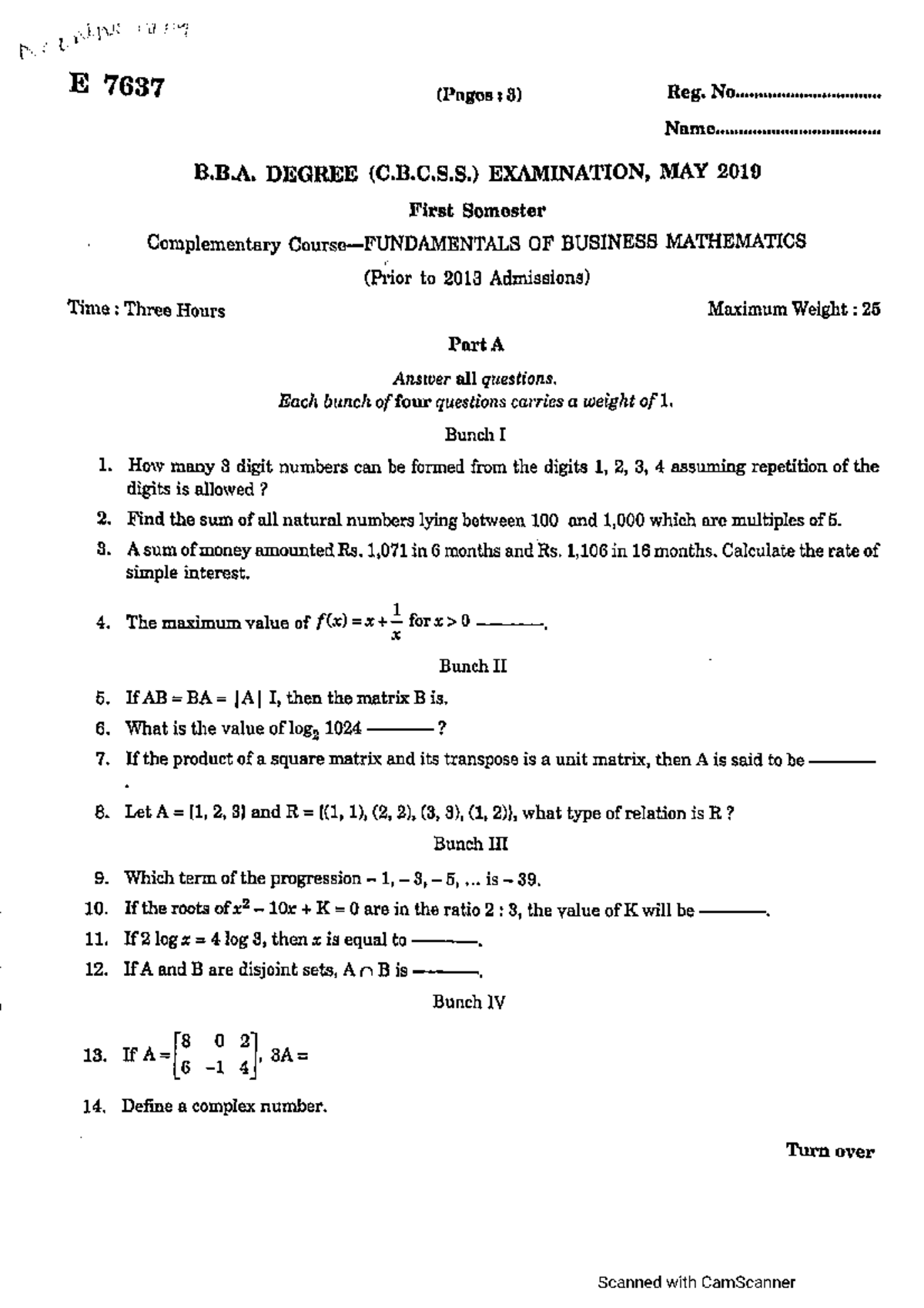 Bba 1 sem fundamentals of business mathematics e 7637 may 2019 ...