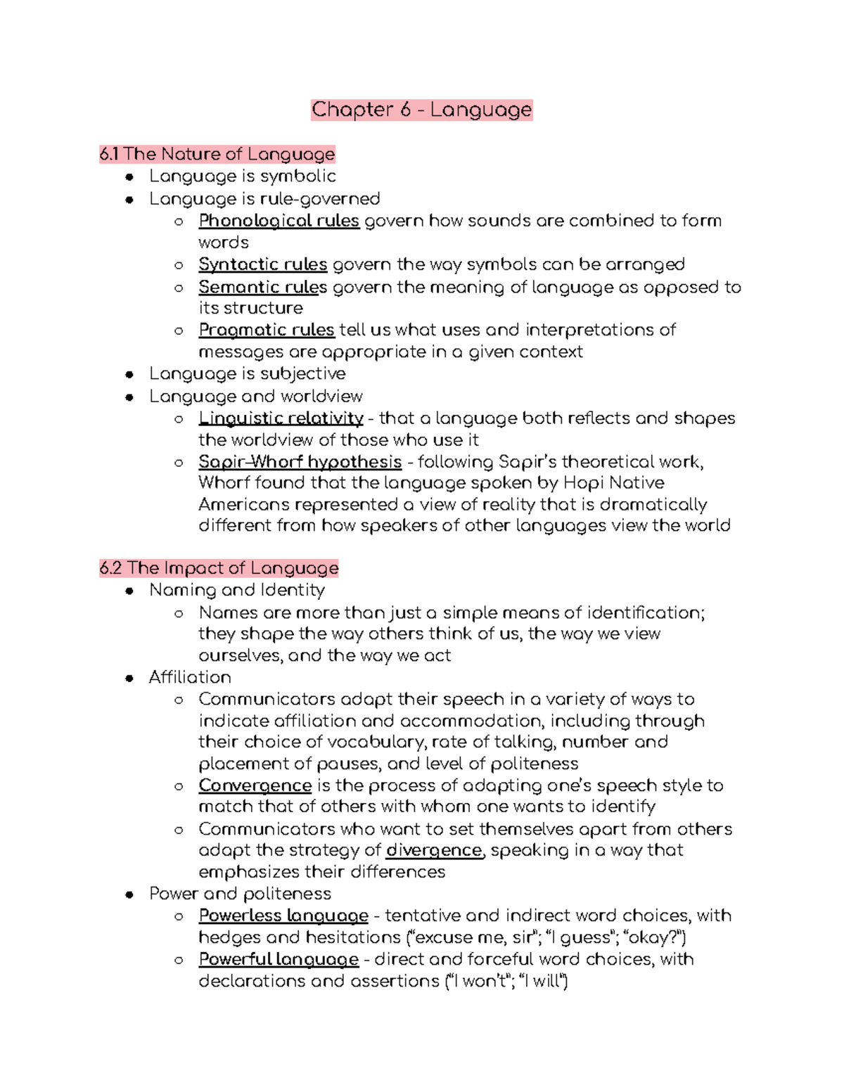 Chapter 6 Language - The class notes for Interpersonal Communication ...