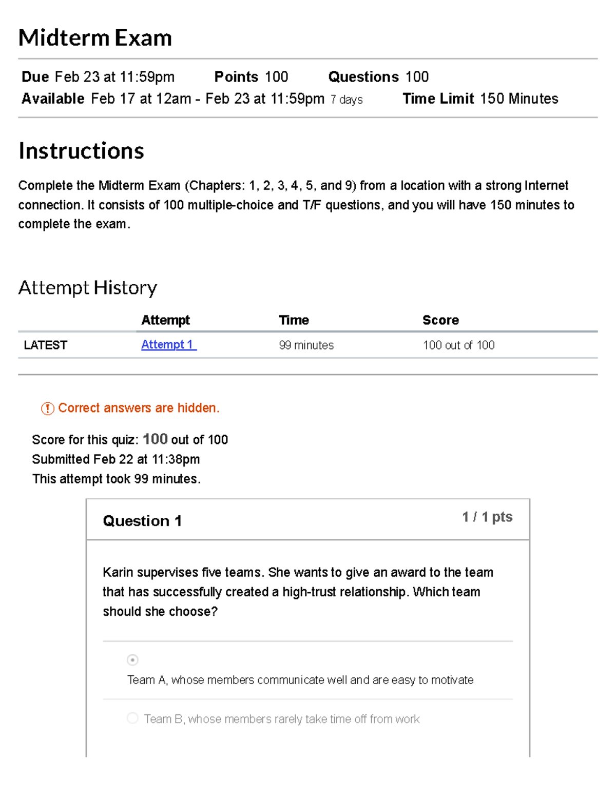 Midterm Exam: COM3112 U09 1201 - Midterm Exam Due Feb 23 at 11:59pm ...