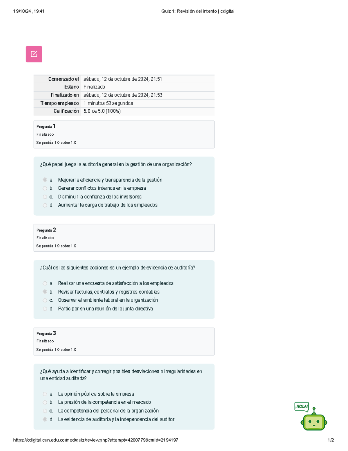 Quiz 1 Revisión del intento cdigital - Comenzado el sábado, 12 de ...