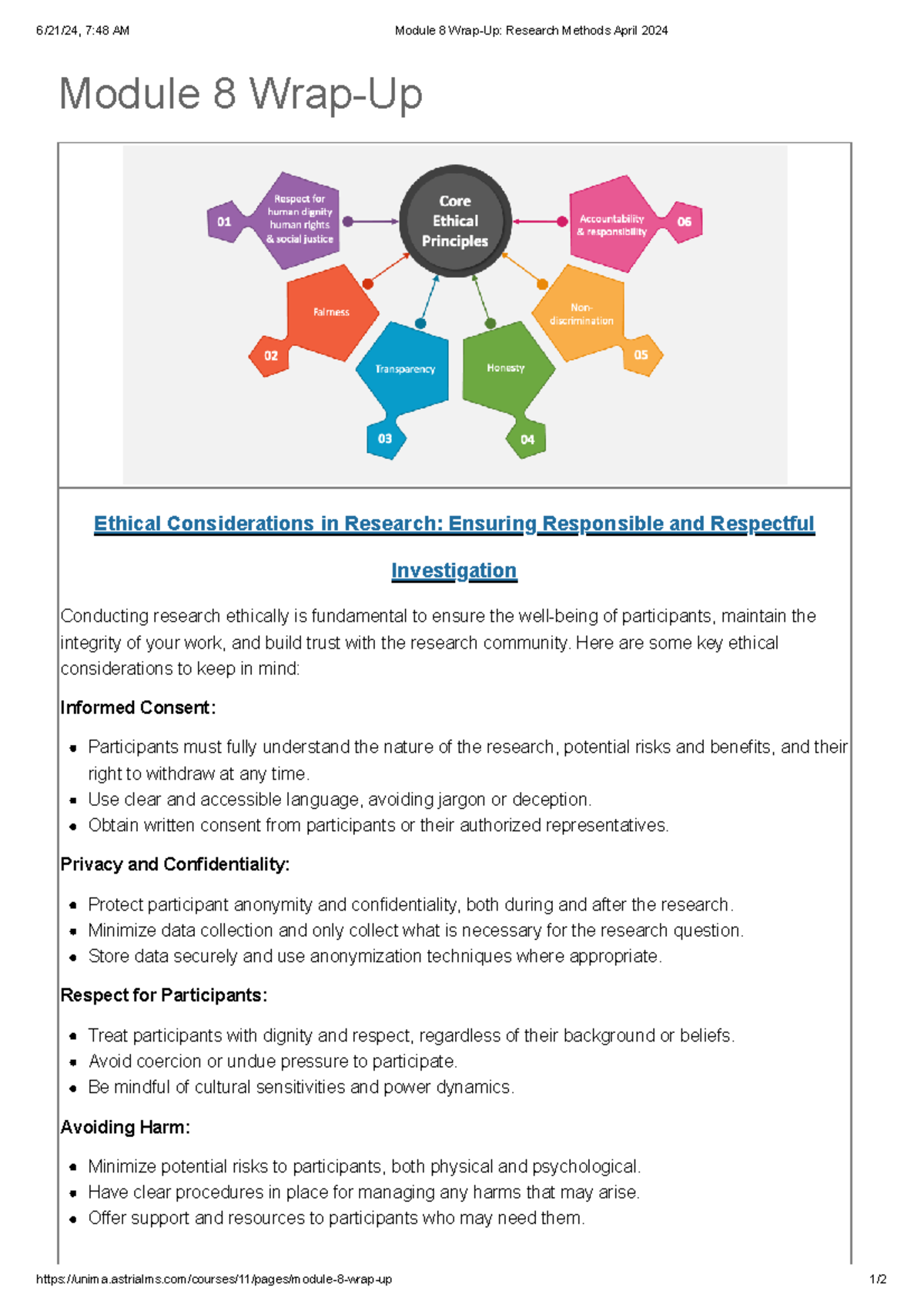 Module 8 Wrap-Up Research Methods April 2024 - Module 8 Wrap-Up Ethical ...