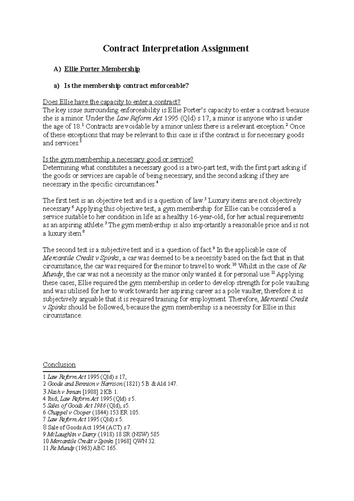 Contract Interpretation Assignment done# - Contract Interpretation Assignment A) Ellie Porter ...