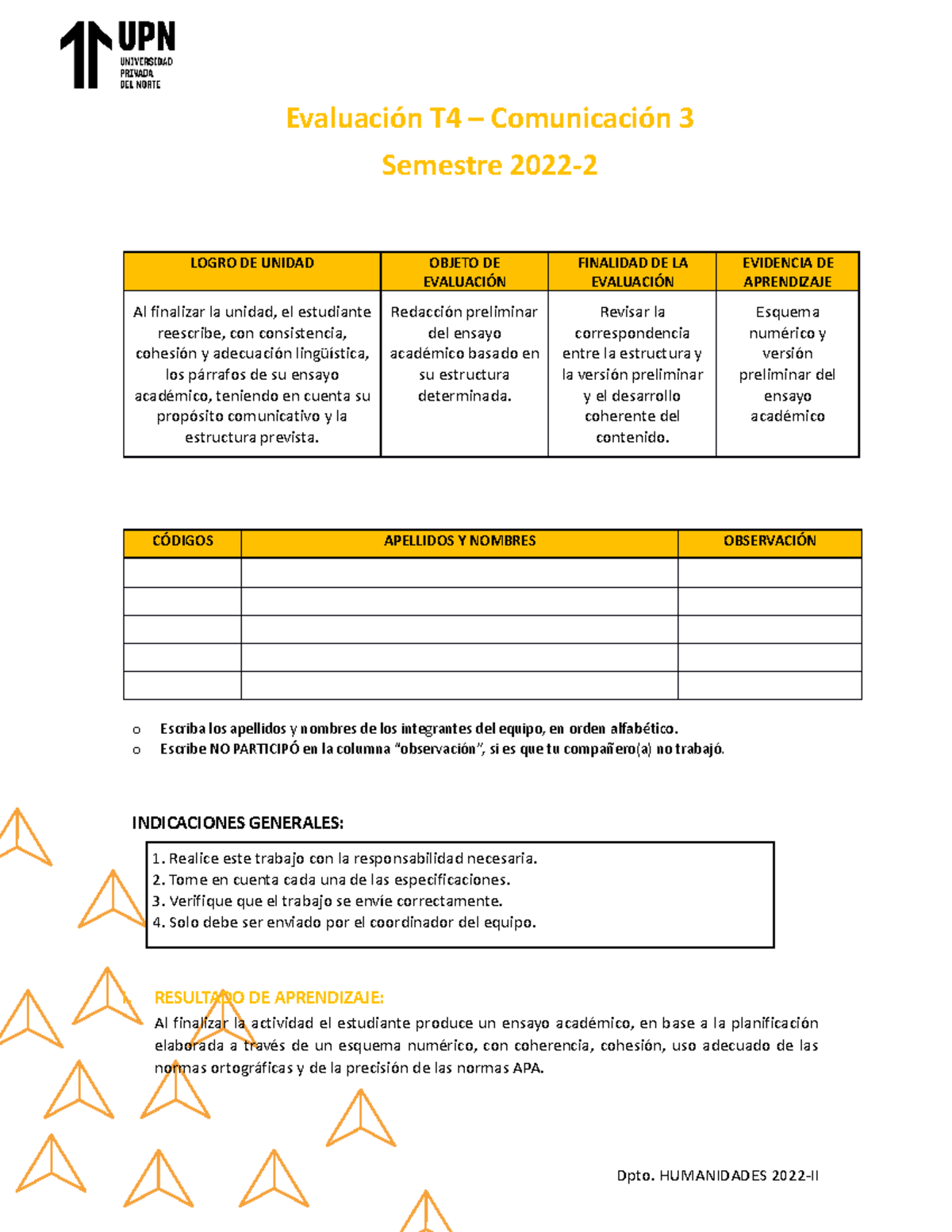 T4 COM3 2022-2 - T4 tecnología del concreto UPN - Evaluación T4 – Comunicación 3 Semestre 2022 ...