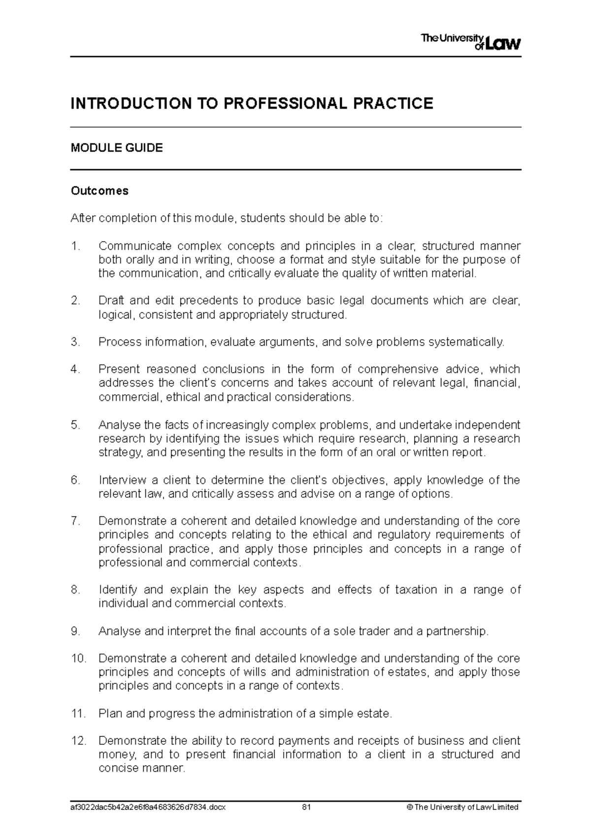 2021 ipp ce01 module guide - INTRODUCTION TO PROFESSIONAL PRACTICE ...