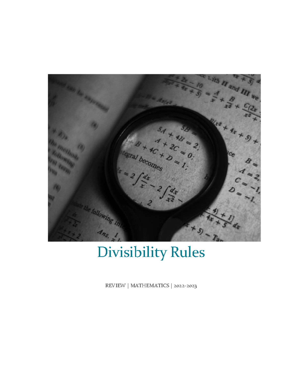 Divisibility Rules - Divisibility Rules REVIEW | MATHEMATICS | 2022- The Meaning of - Studocu