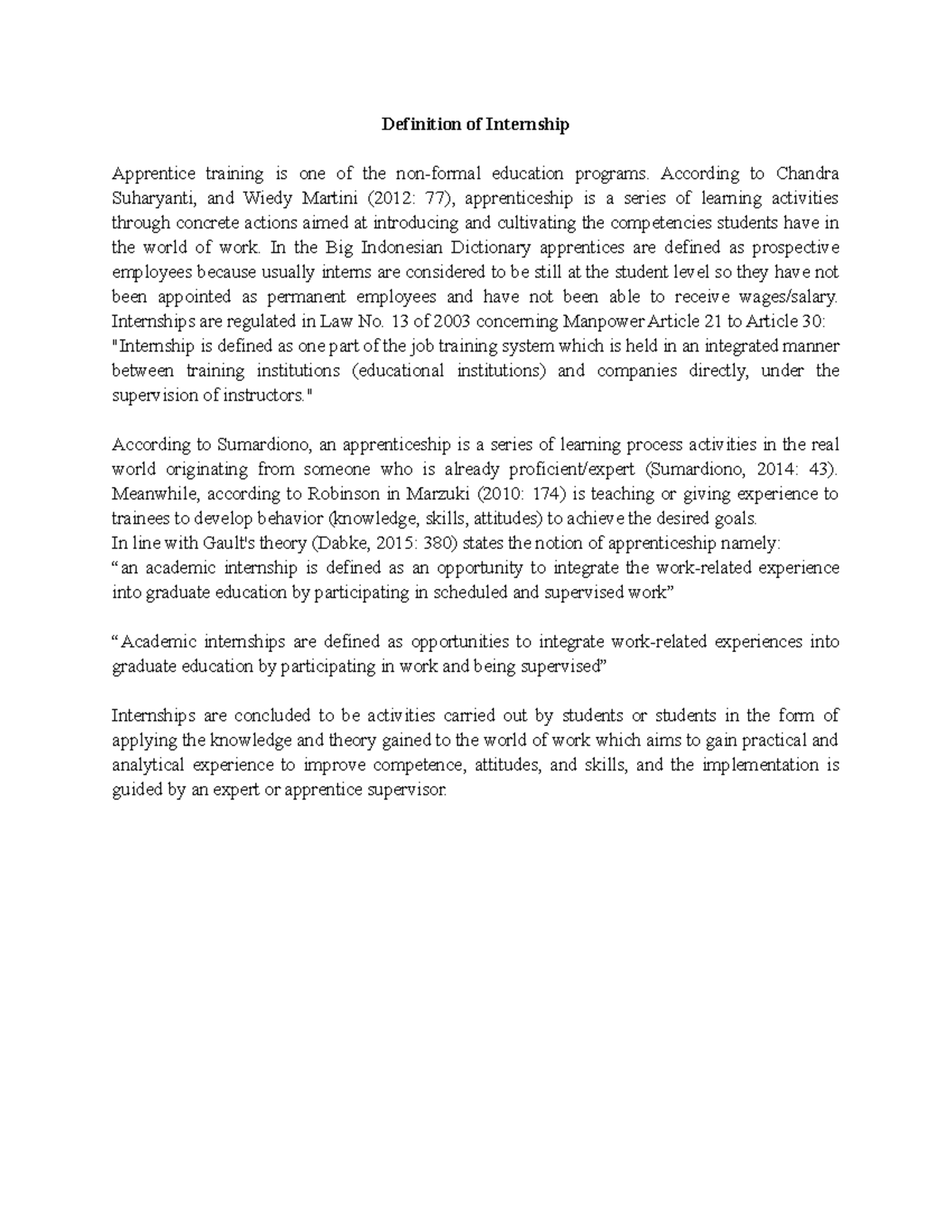 Definition of Internship - Definition of Internship Apprentice training ...