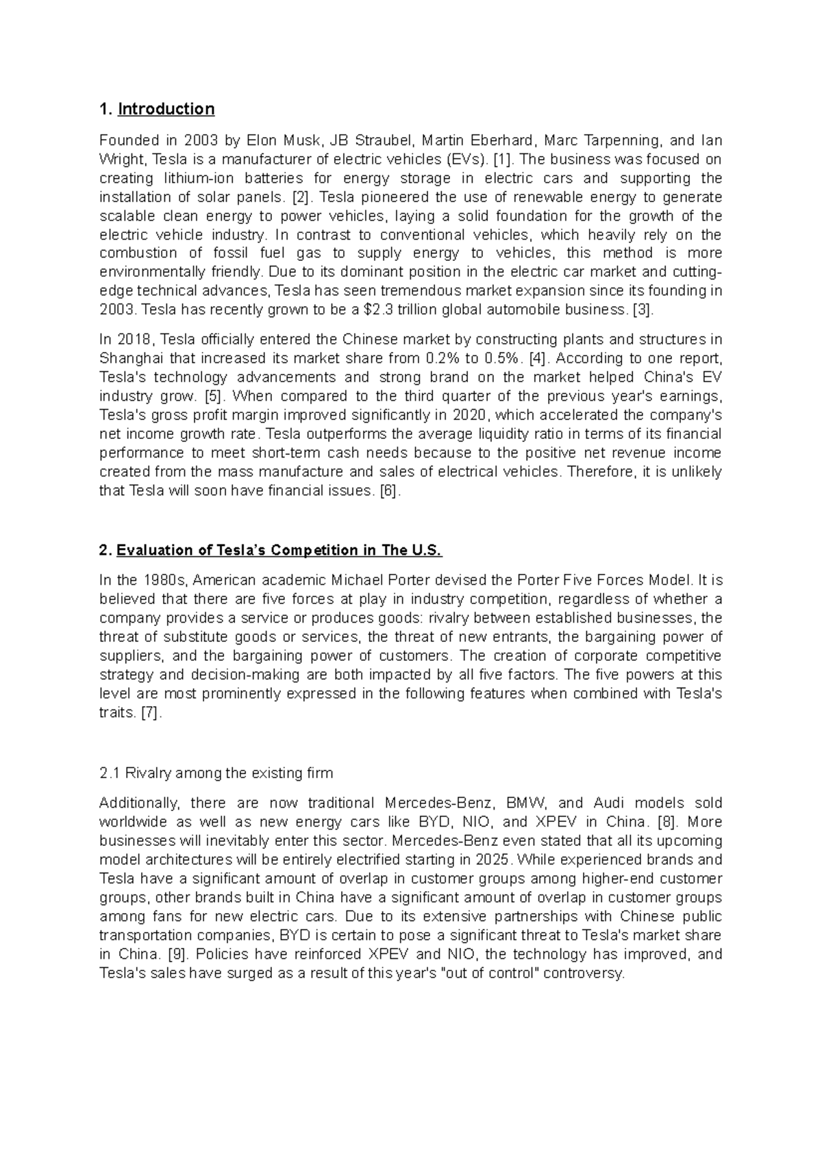 Case study Tesla - all the best - 1. Introduction Founded in 2003 by ...