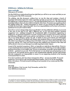 Plan-Do-Reflect #1 - What is BME - BMED1000 - Plan-Do-Reflect #1: What ...