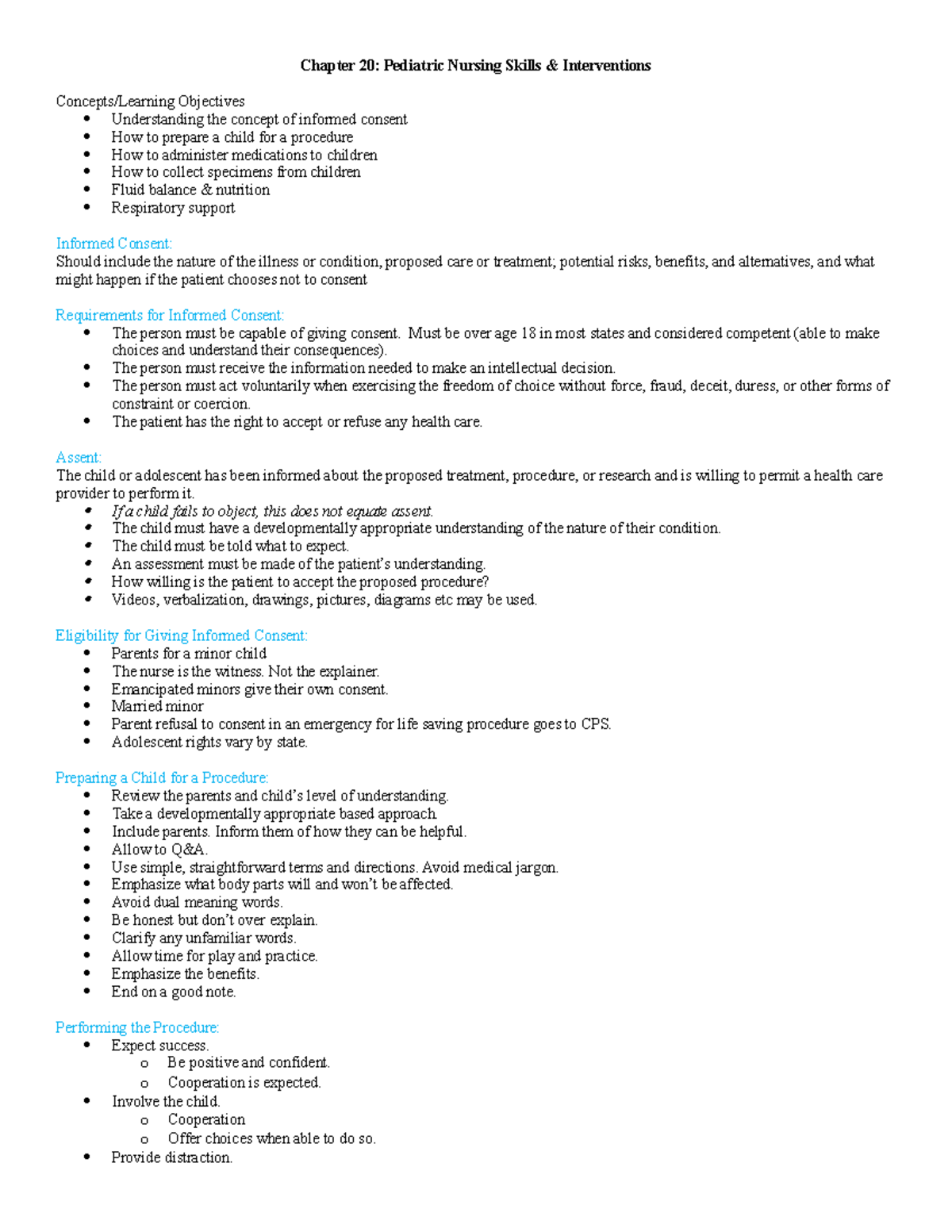 Ch 20 - Lecture/Book/ATI Chapter notes - Chapter 20: Pediatric Nursing ...