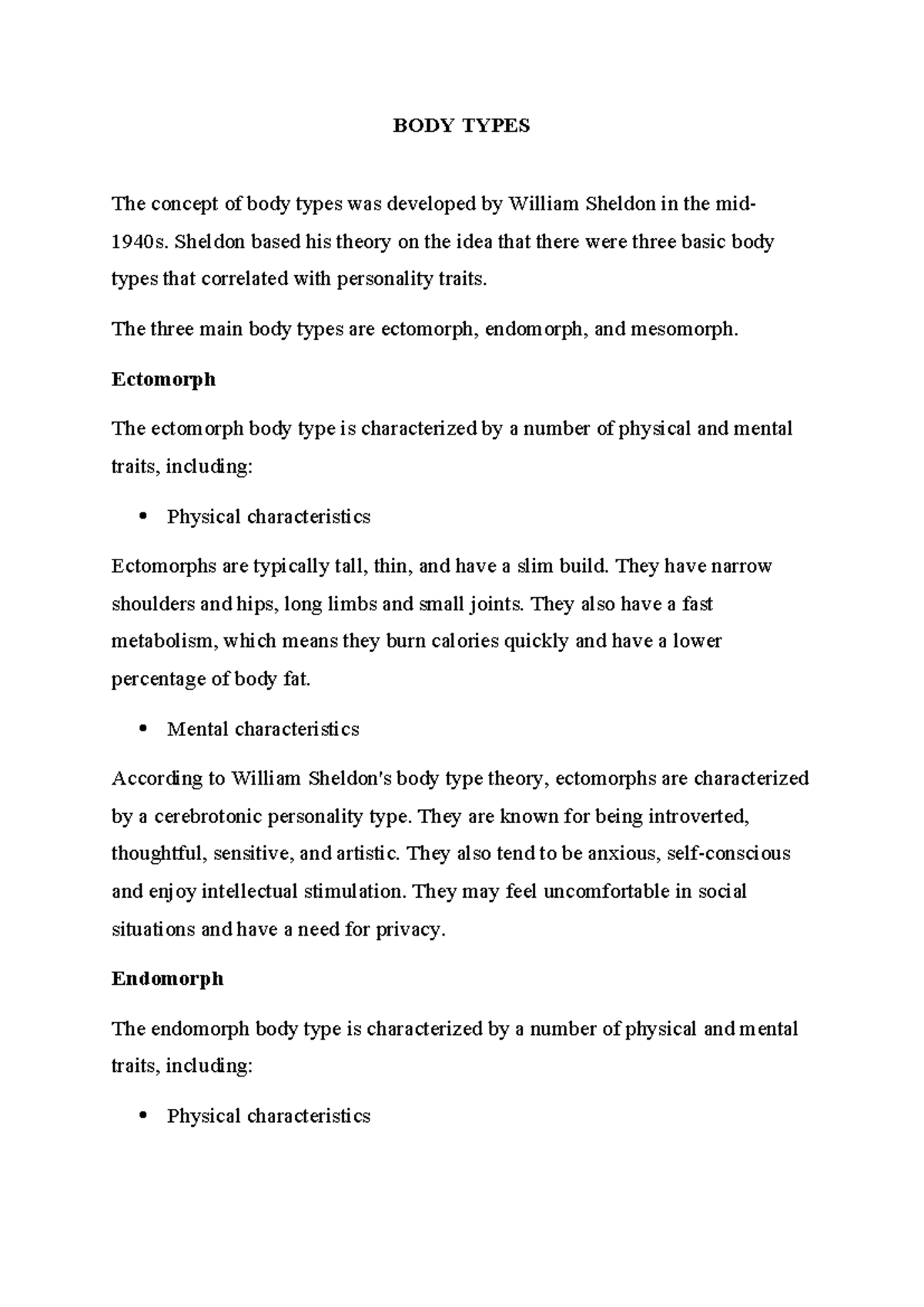 6 BODY Types - Effective - BODY TYPES The concept of body types was ...