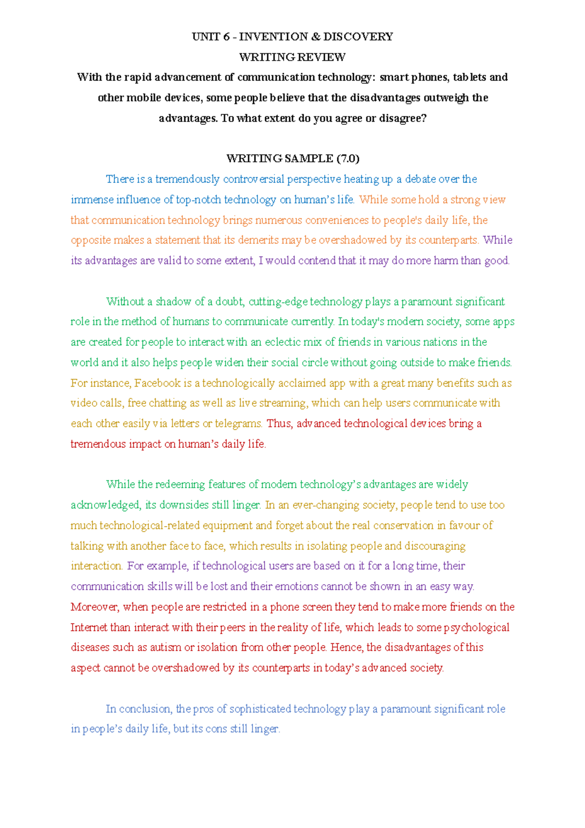 D15 UNIT 6 Writing Review - UNIT 6 - INVENTION & DISCOVERY WRITING ...