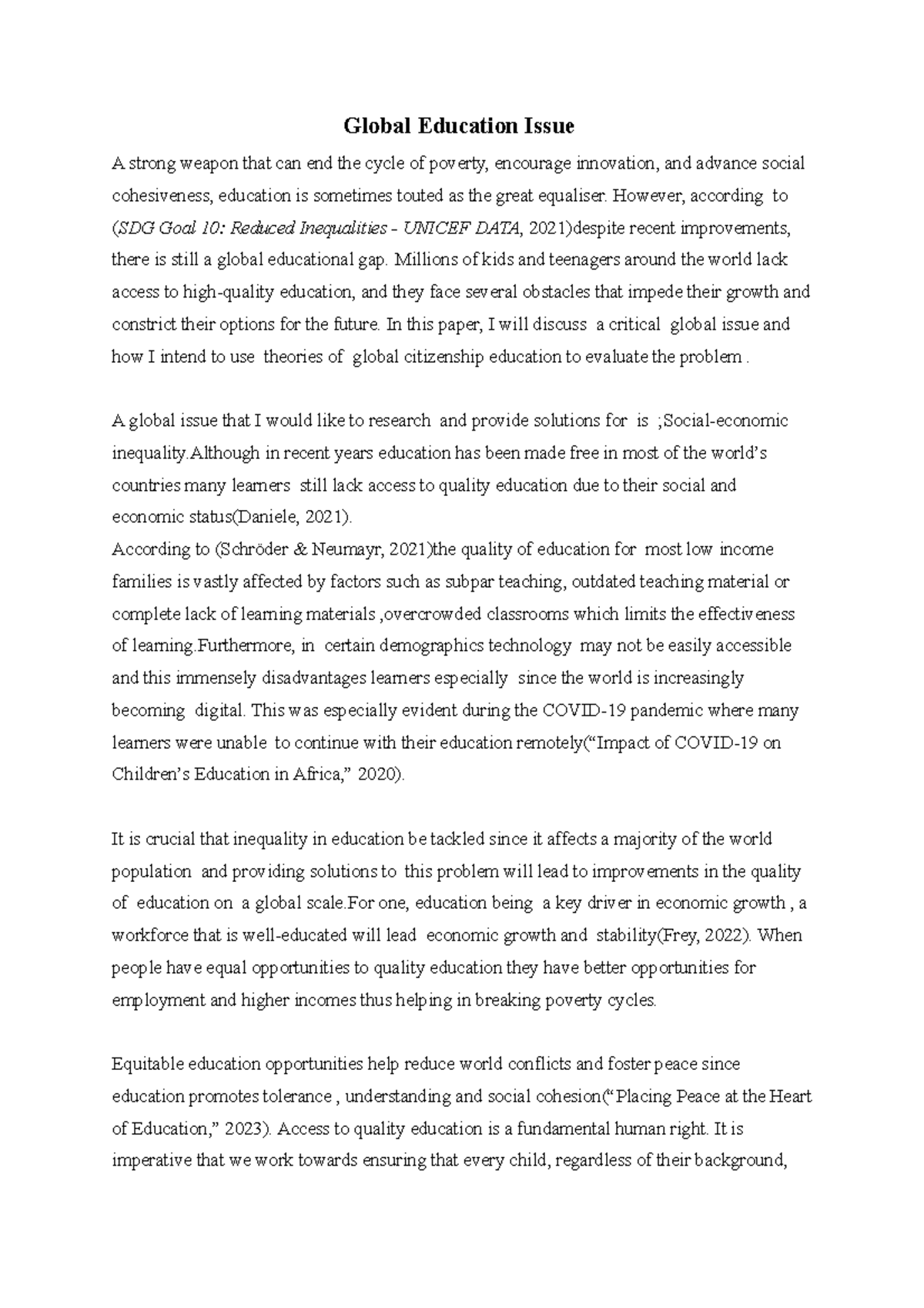 Global Education I ssue - Global Education Issue A strong weapon that ...